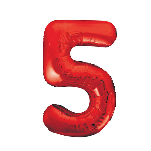 Metallic Red 34" Foil Balloon '5' - Peci Australia Pty Ltd