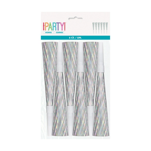 Prismatic Silver Foil Horns 6 Pack - Peci Australia Pty Ltd