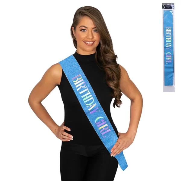 Blue Glitter Birthday Girl Sash - Peci Australia Pty Ltd