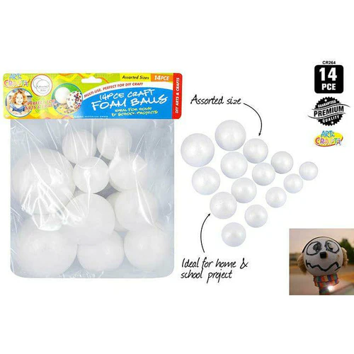 Craft Foam Balls - 14 Piece Assorted Sizes - Peci Australia Pty Ltd