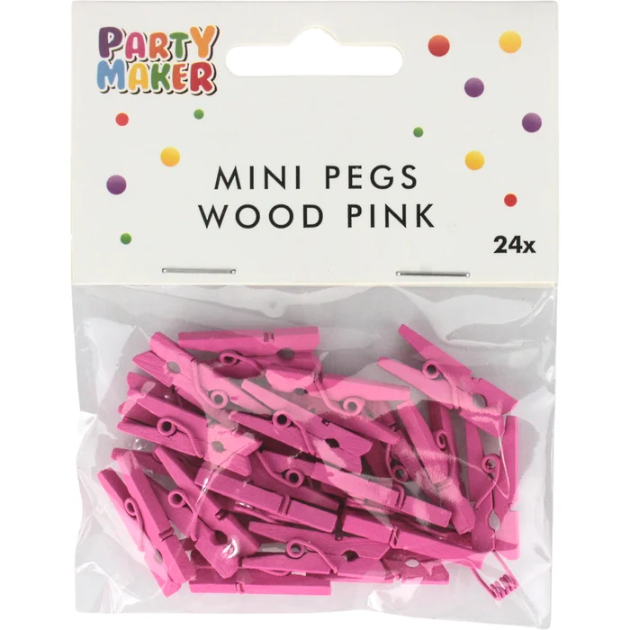 Mini Pink Wooden Pegs (Pack of 24) - Peci Australia Pty Ltd
